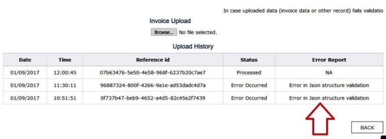 Error in Json structure validation in GST, Solution and options